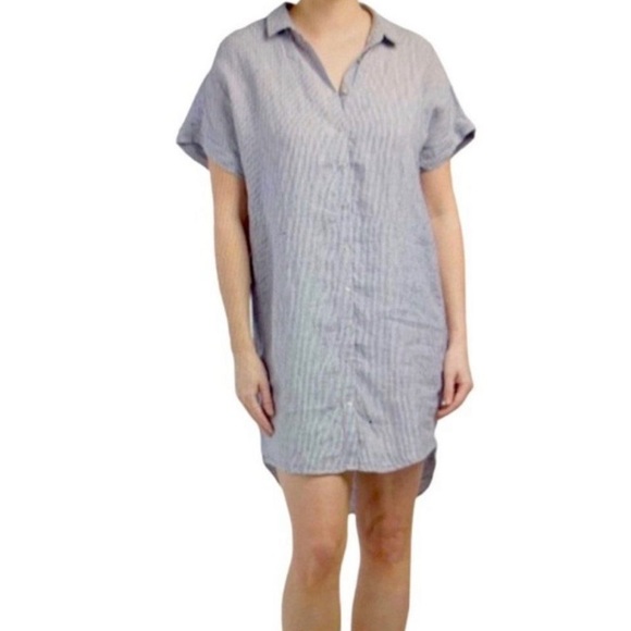 Tahari | Dresses | Tahari 0 Linen Striped Shirtdress Womens Size Small ...